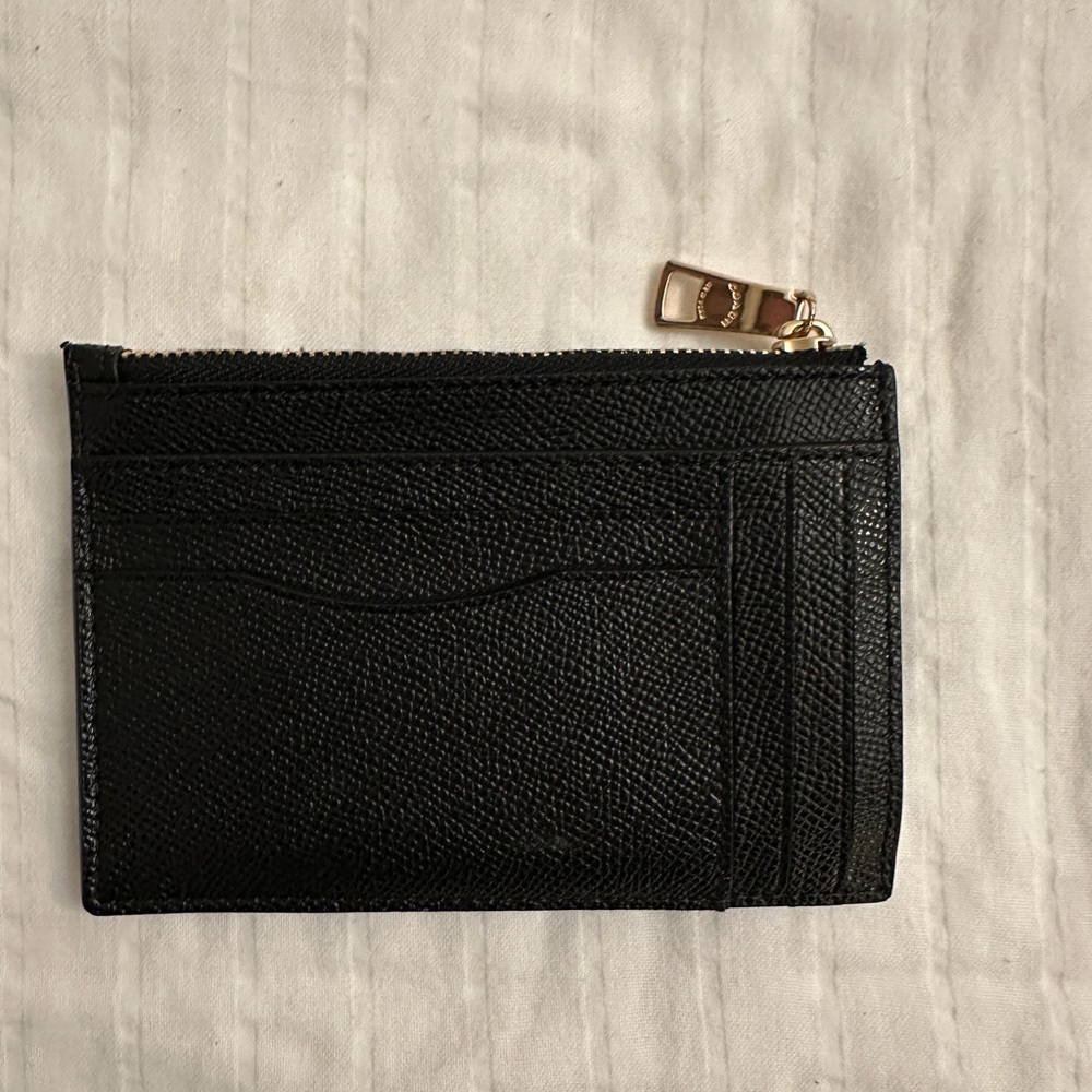 Coach Large Card Case In Gd Black - Gem